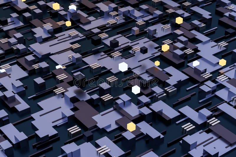 3d Rendering, Cubes Board Space, Fantasy World Stock Photo - Image of ...