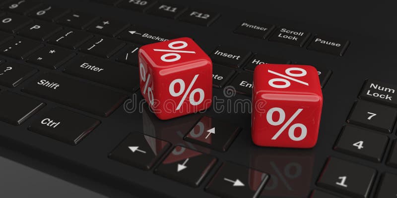 3d Rendering Cubes with Discount Symbol on a Keyboard Stock ...