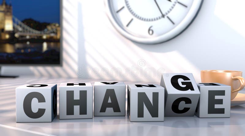 3D Rendering on the Cubes the Inscription CHANCE and CHANGE Stock ...