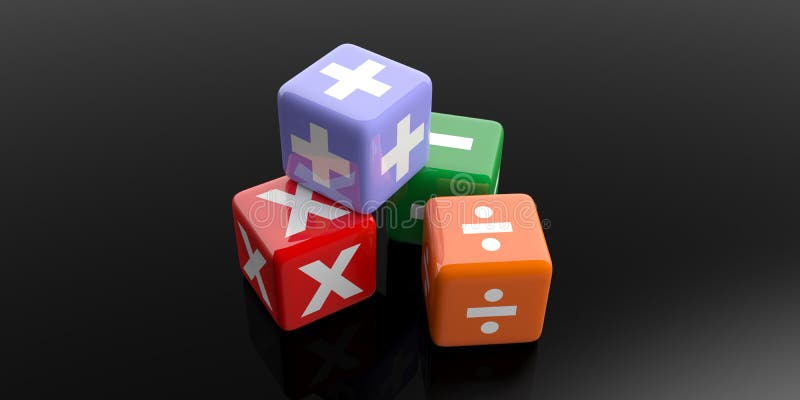 3d Rendering Cubes with Math Symbols Stock Illustration - Illustration ...