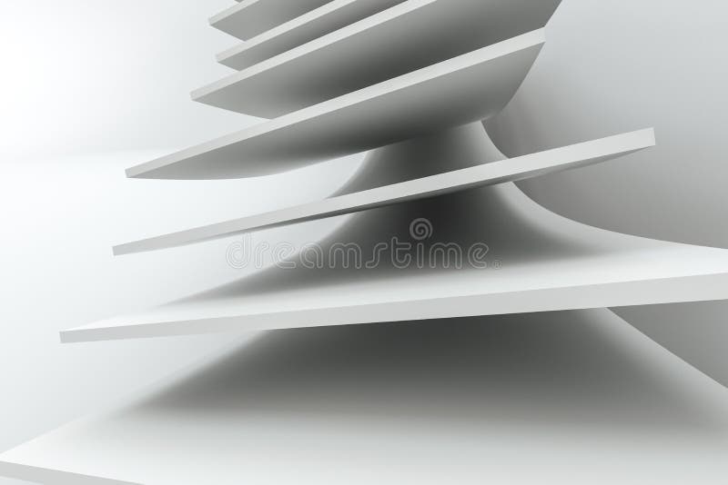 3d Rendering, Curve Surface and Light Background Stock Illustration ...