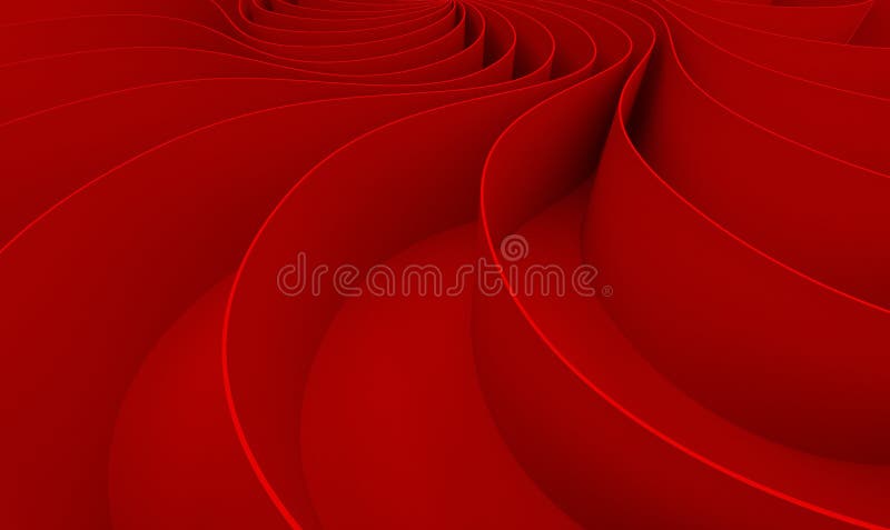 3d Rendering Curved Abstract on Red Background in Valentine`s Da Stock ...