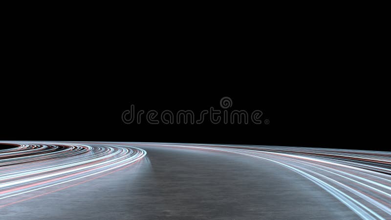 Curved Asphalt Road Surface with Led Light Reflection. Stock ...