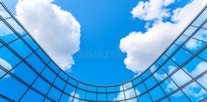 In this 3D Rendering, the Curved Glass Office Building Mirrors the ...