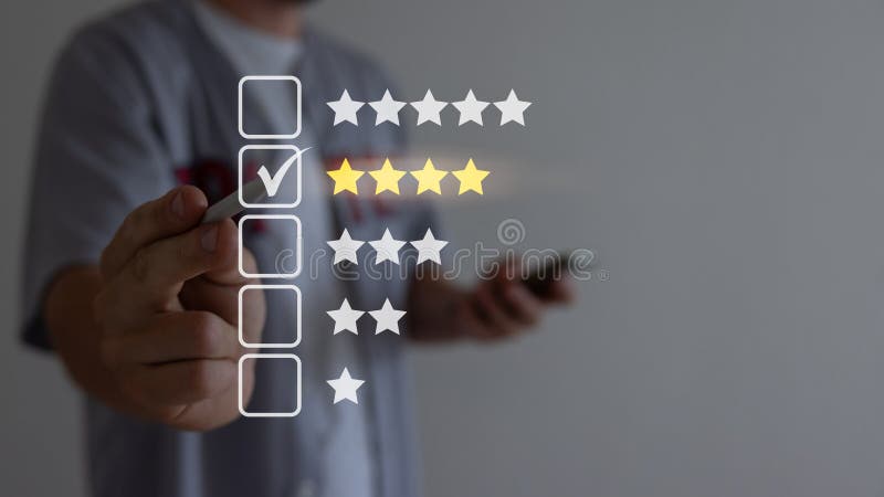 A 3D Rendering of Customer S Hand Touching the Digital 4 Out of 5 Stars ...