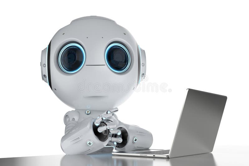 Mini robot work stock illustration. Illustration of cute - 126288748
