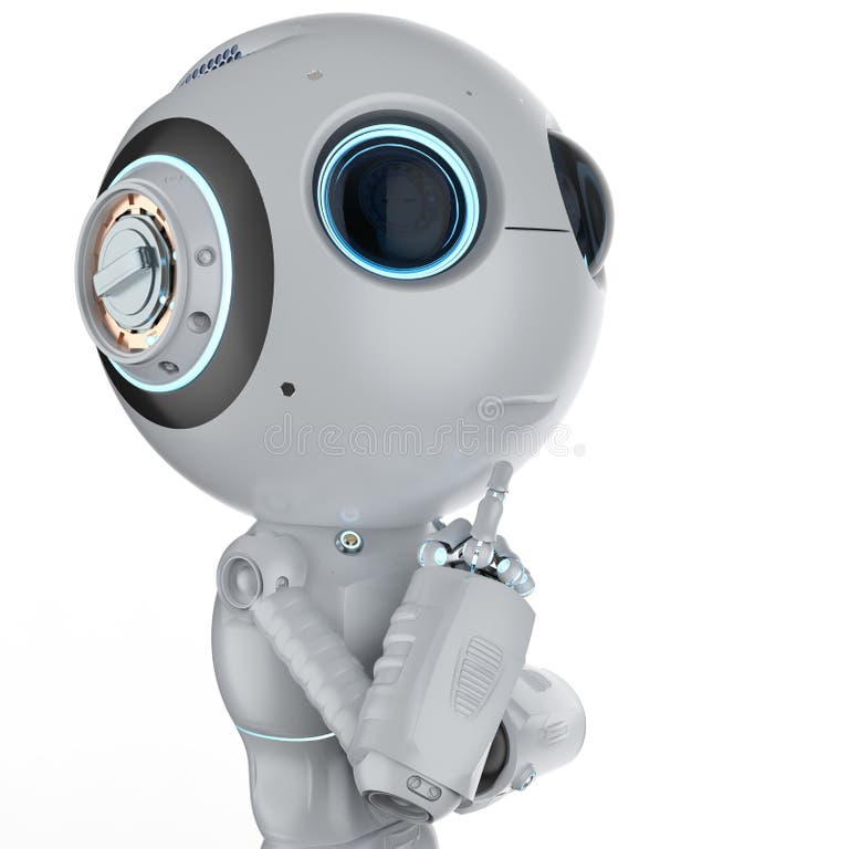 Mini robot think stock illustration. Illustration of childish - 126288653