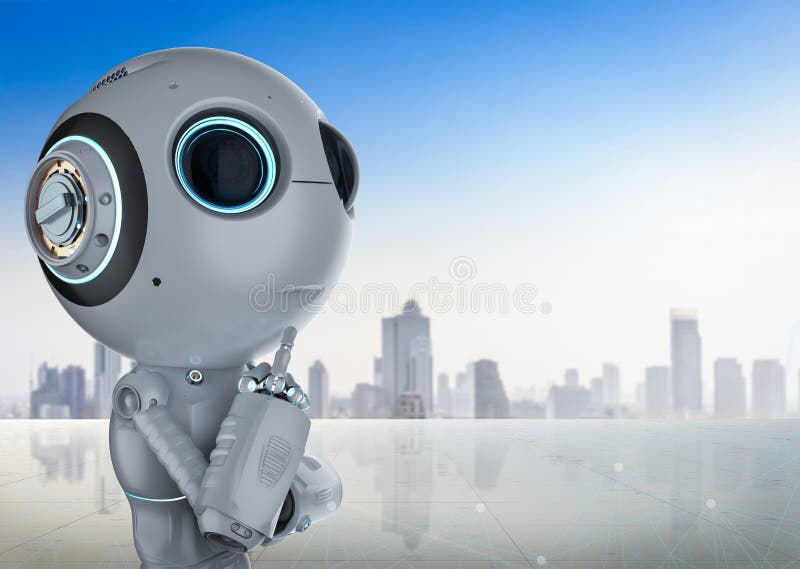 Ai robot think or compute stock illustration. Illustration of ...