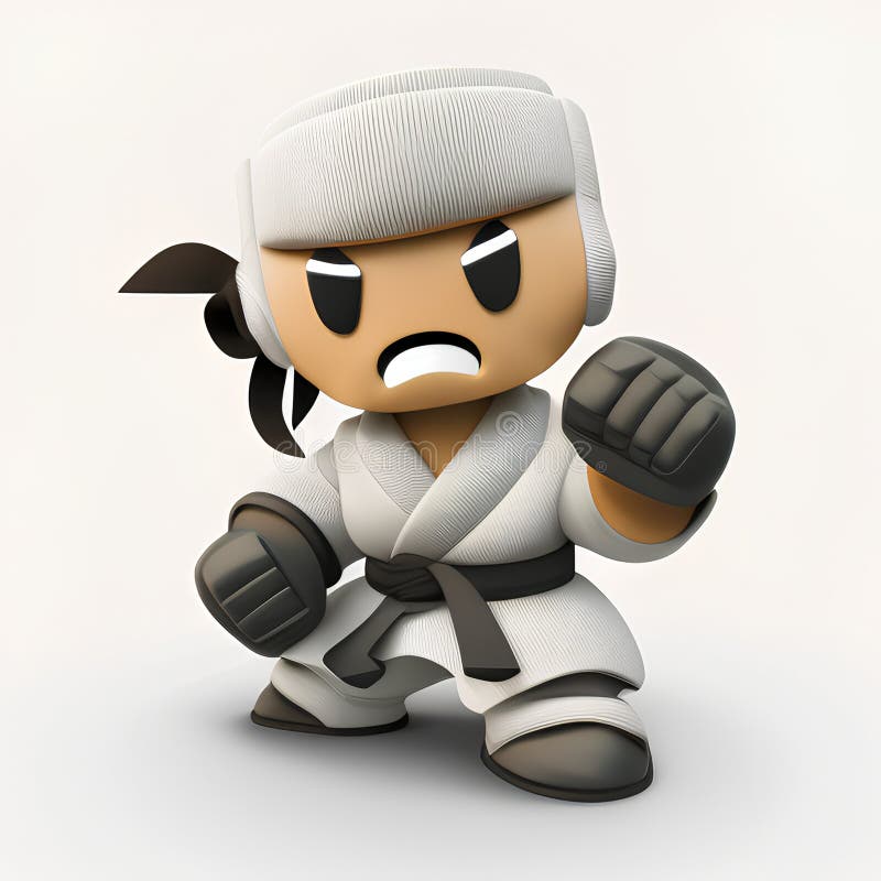 3D Rendering of a Cute Cartoon Karate Fighter. 3D Rendering Stock ...