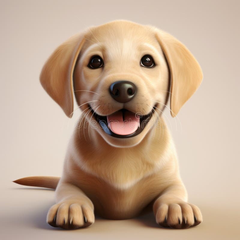 3d Rendering of a Cute Golden Labrador Puppy Stock Illustration ...