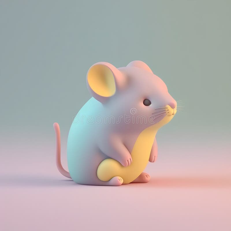 3d Rendering of a Cute Little Mouse Sitting on the Floor. Stock ...