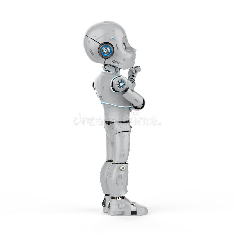 Cute Robot with Cartoon Character Think Stock Illustration ...