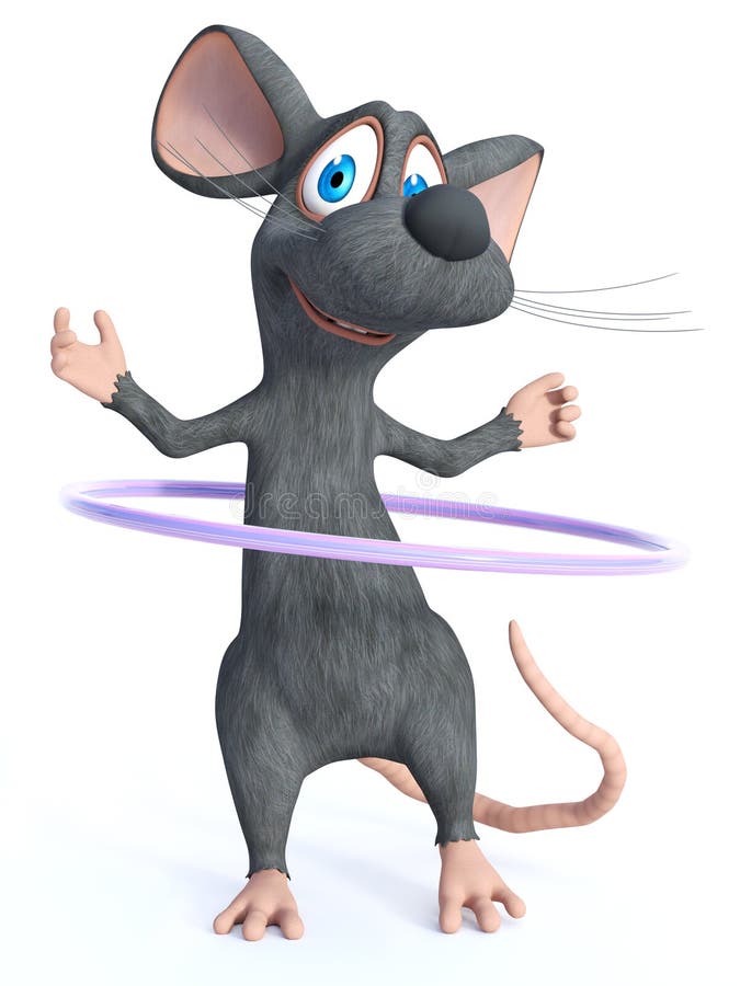 3D Rendering Of A Cartoon Mouse Playing With A Hula Hoop Stock ...