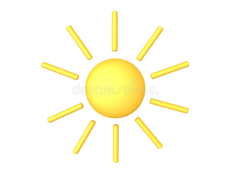3D Rendering of Cute Sun with Sun Rays Stock Illustration ...