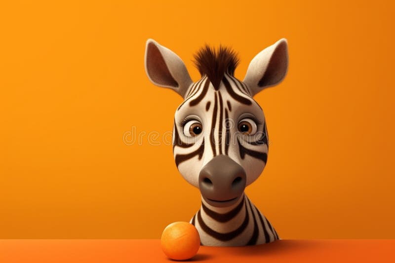 3d Rendering of a Cute Zebra Toy on a Orange Background Generative Ai ...