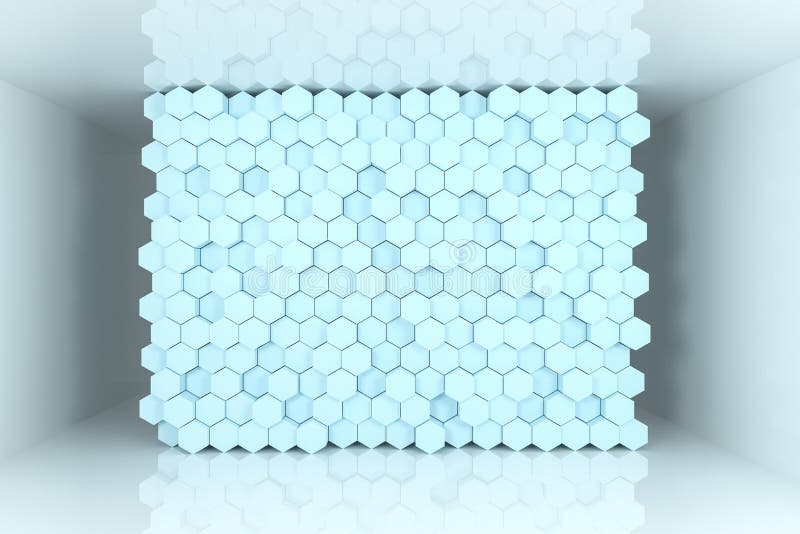 3d Rendering, Cyan Hexagon Cubes Stock Illustration - Illustration of ...