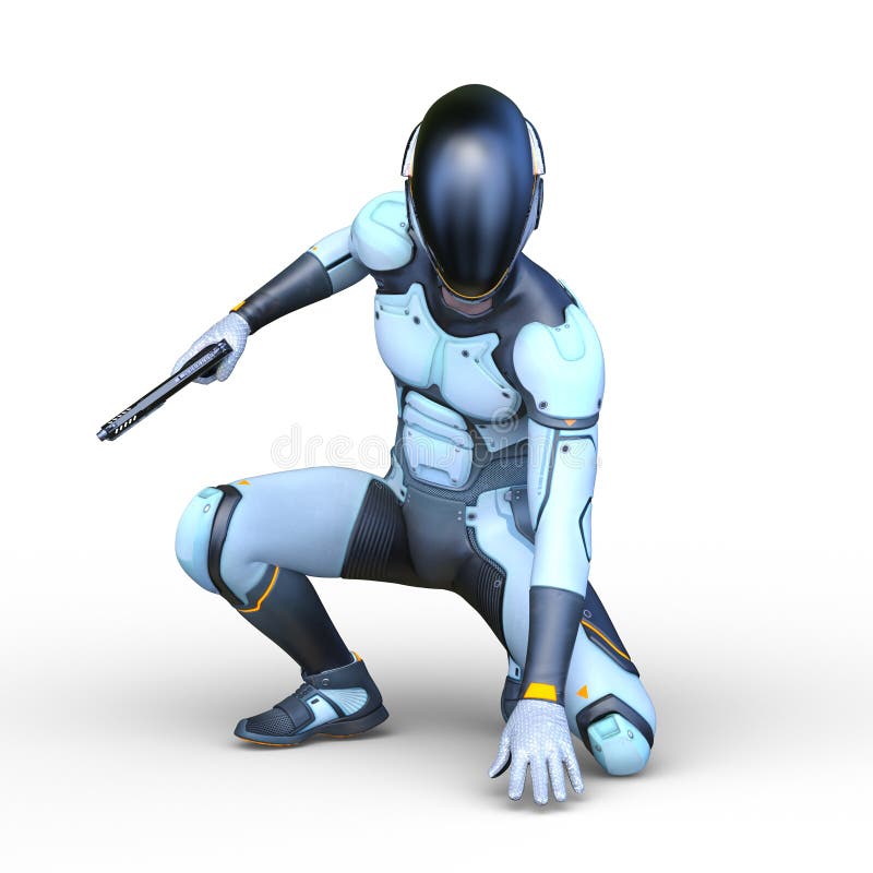3D rendering of cyber man stock illustration. Illustration of battle ...