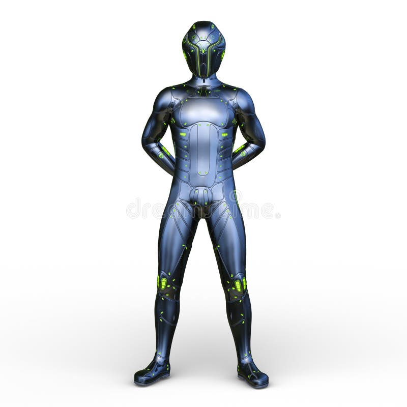 3D Rendering of a Cyber Man Stock Illustration - Illustration of ruins ...