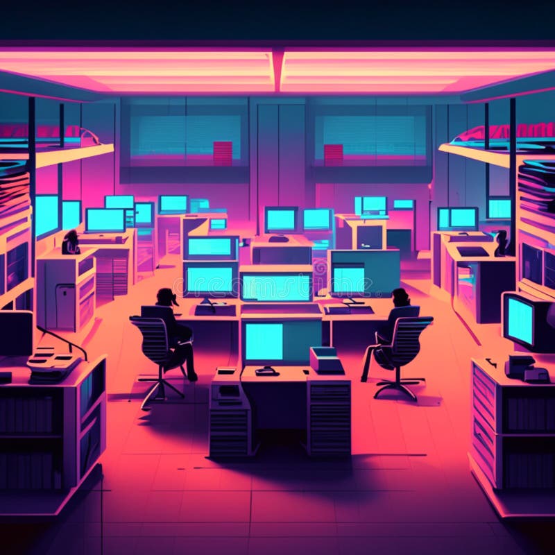 3D Rendering of a Cyber Security Room with Computer Monitors and ...