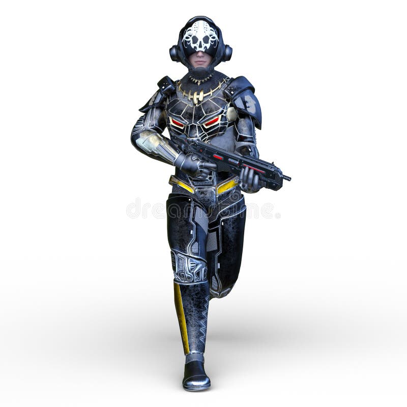 A Cyber Warrior in a Burnt Land, Extremely Highly Detailed Futuristic ...