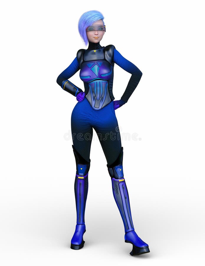 3D Rendering of a Cyber Woman Stock Illustration - Illustration of body ...