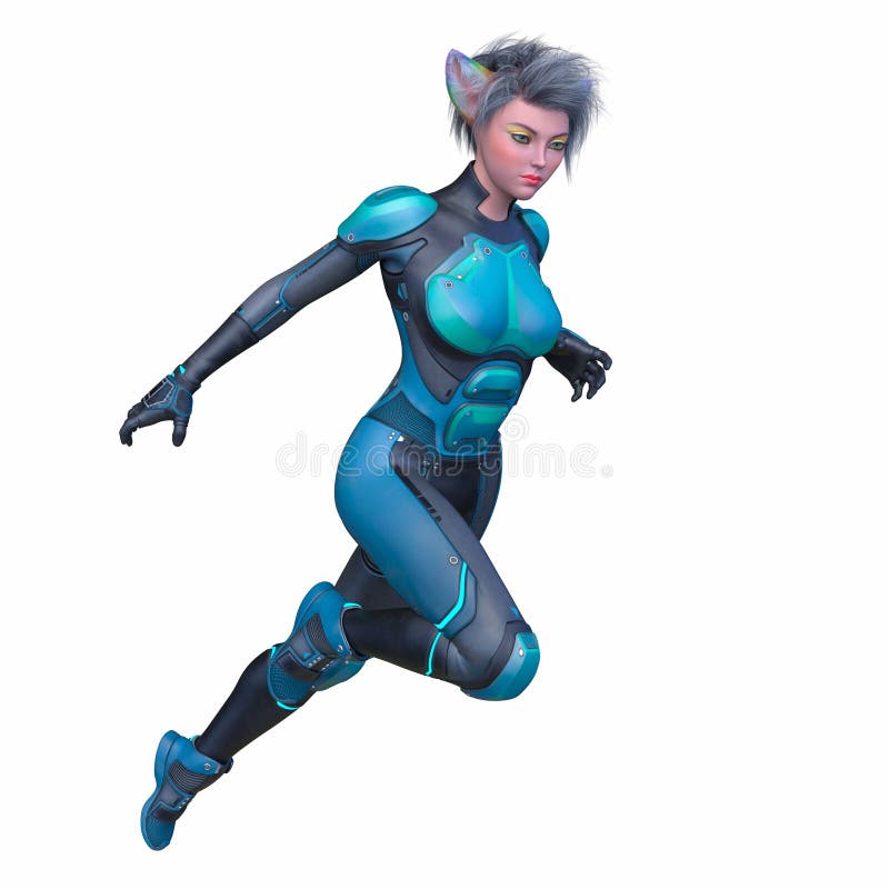 3D Rendering of a Cyber Woman Stock Illustration - Illustration of hair ...