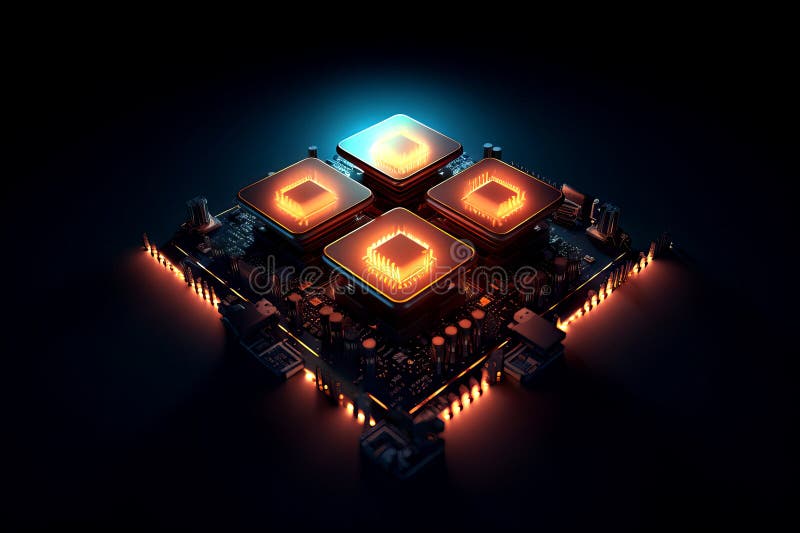 3d Futuristic Computer Circuit Board - Generative AI Stock Illustration ...