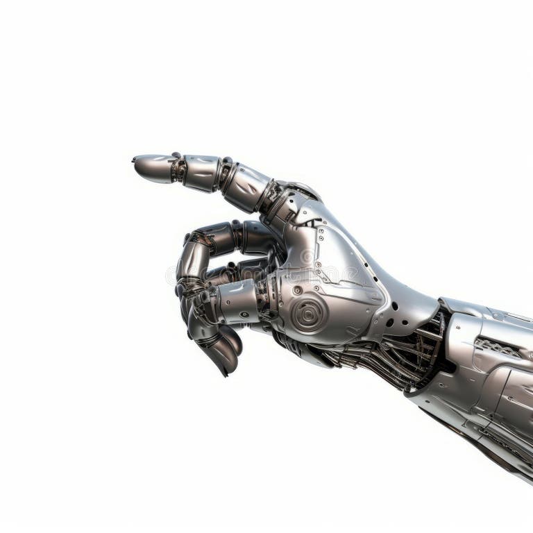3d Rendering Cyborg Robotic Hand Pointing on Something Stock ...