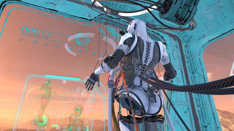 3D Rendering of the Cyborg Testing Laboratory Stock Illustration ...