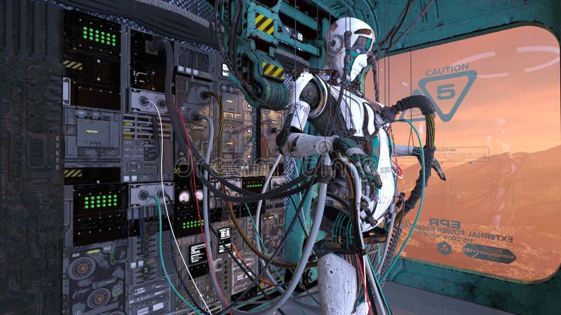 3D Rendering of the Cyborg Testing Laboratory Stock Illustration ...