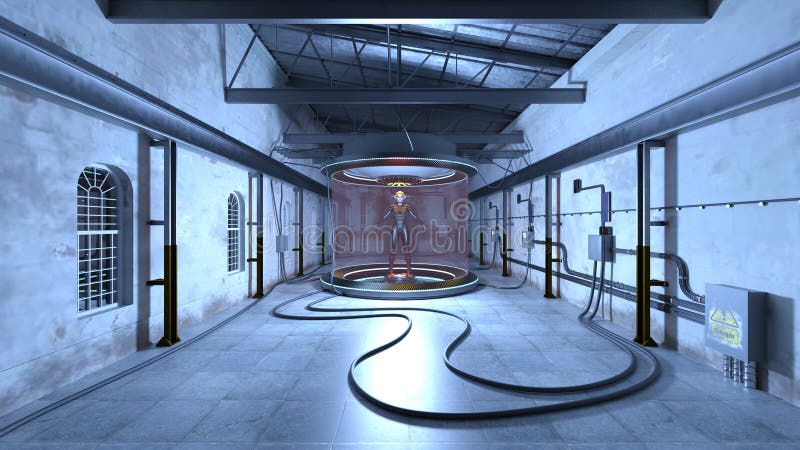 3D Rendering of the Cyborg Testing Laboratory Stock Illustration ...