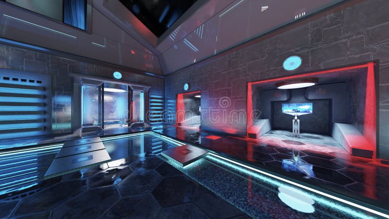 3D Rendering of the Cyborg Testing Laboratory Stock Illustration ...