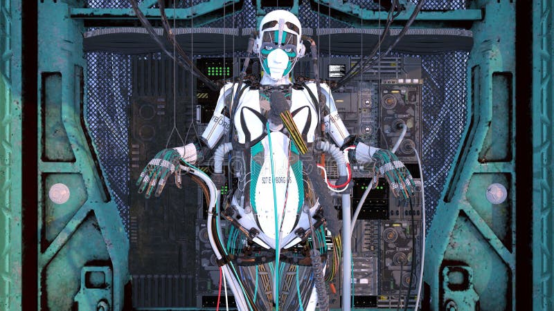 3D Rendering of the Cyborg Testing Laboratory Stock Illustration ...