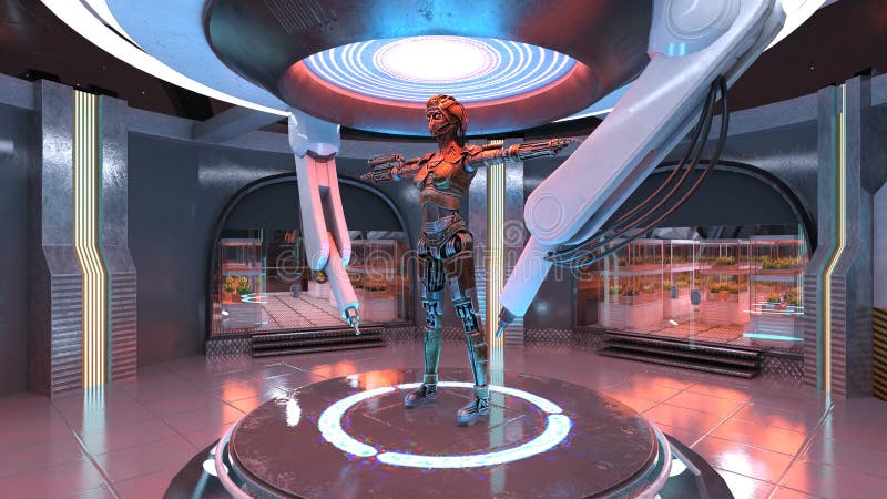 3D Rendering of the Cyborg Testing Laboratory Stock Illustration ...
