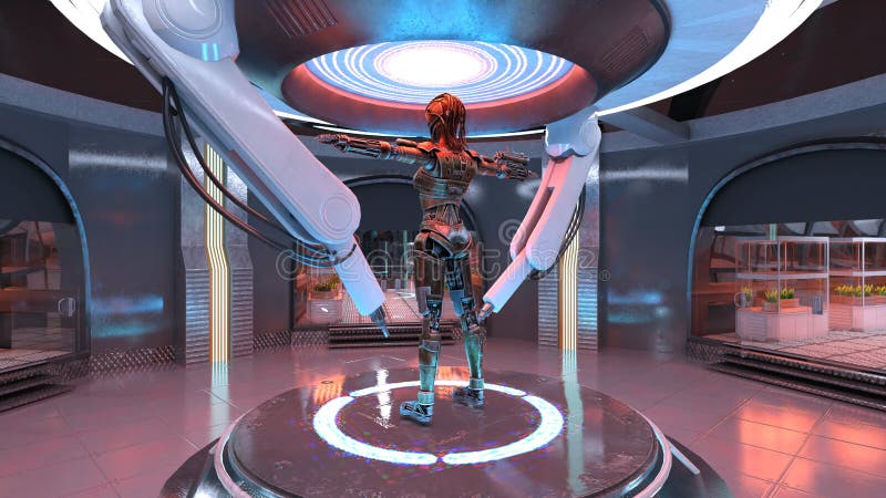 3D Rendering of the Cyborg Testing Laboratory Stock Illustration ...