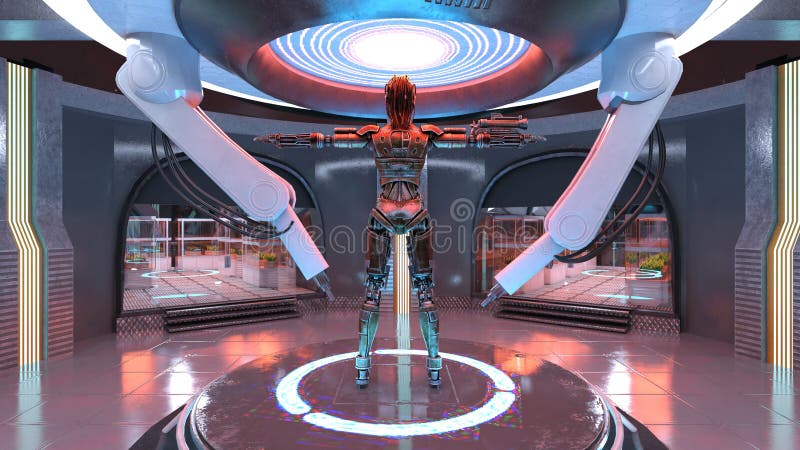 3D Rendering of the Cyborg Testing Laboratory Stock Illustration ...