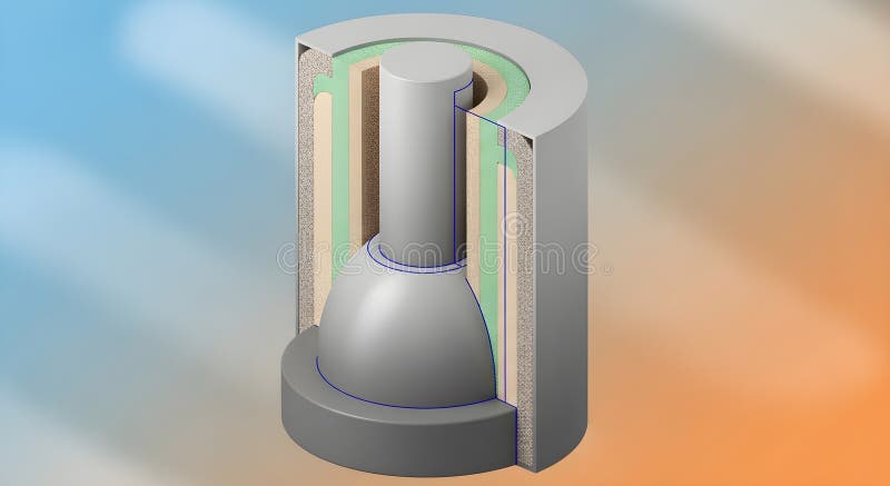 3D Rendering of a Cylindrical Energy Storage Cell, Cross-section ...
