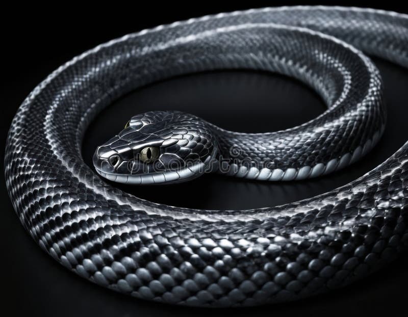 Silver Snake on a Black Background, Wallpaper. Stock Illustration ...