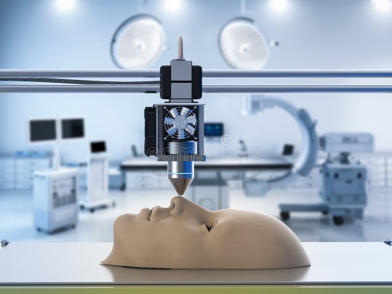 3d Printer Print Human Face Stock Illustration - Illustration of ...