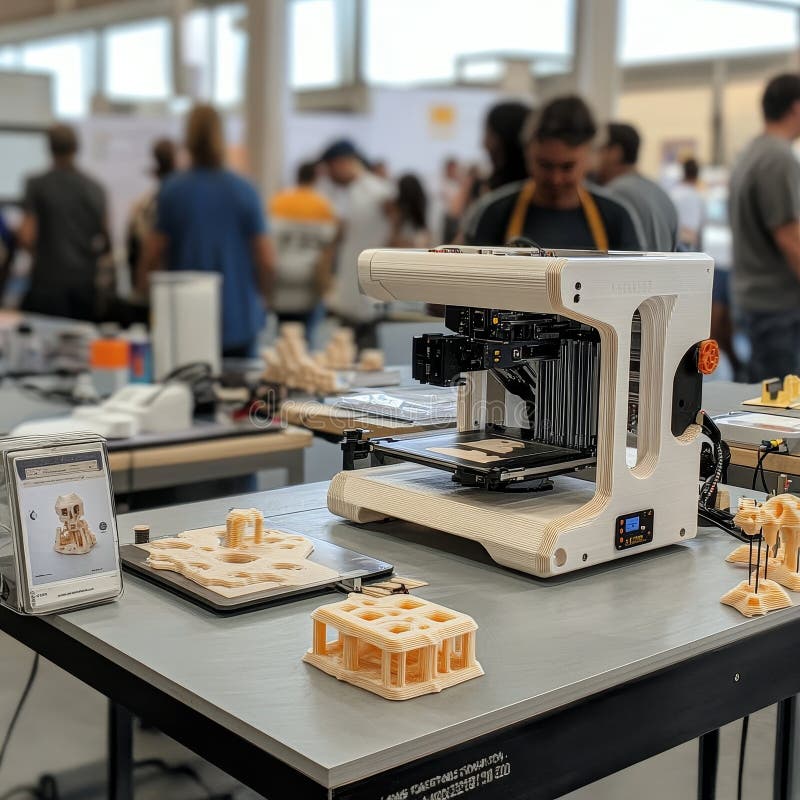 3d Rendering of a 3d Printer Working on a Model of a House Stock ...