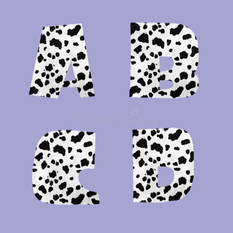 Dalmatian Skin Alphabet - Letters a-D Stock Illustration - Illustration ...