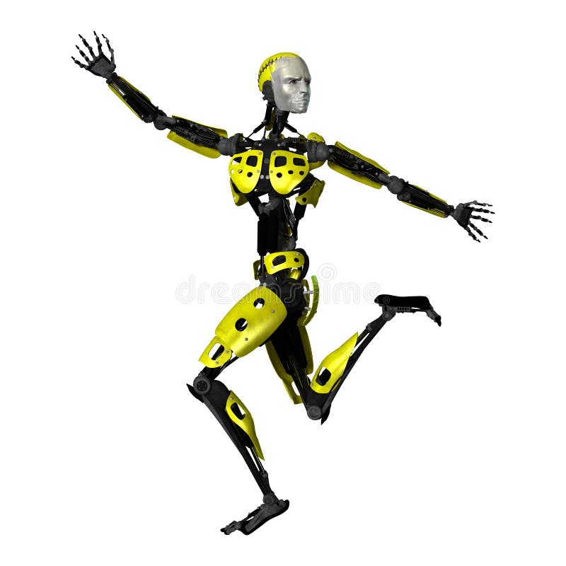 3D Rendering Dancing Robot on White Stock Illustration - Illustration ...