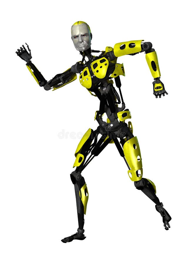 3D Rendering Dancing Robot on White Stock Illustration - Illustration ...