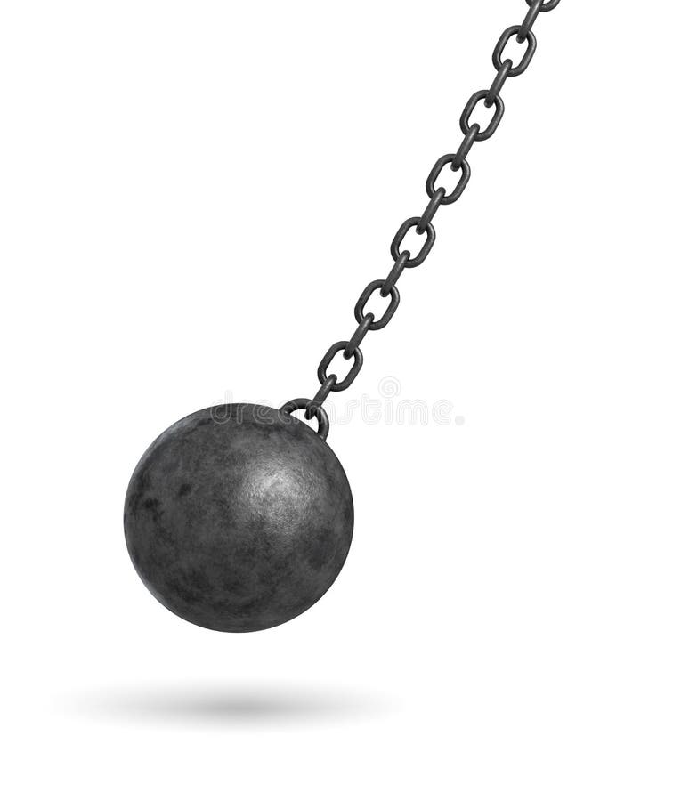 3d Rendering of a Dark Black Wrecking Ball Hanging from a Chain and ...