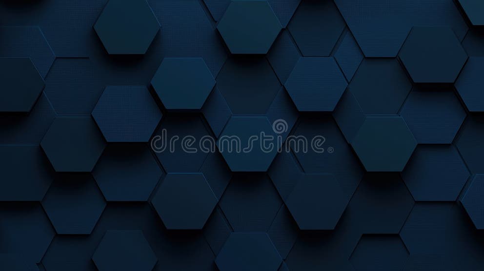 A 3D Rendering of a Dark Blue Hexagonal Pattern. Stock Illustration ...