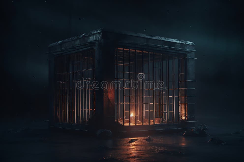 3D Rendering of a Dark Cell at Night. Generative AI Stock Illustration ...
