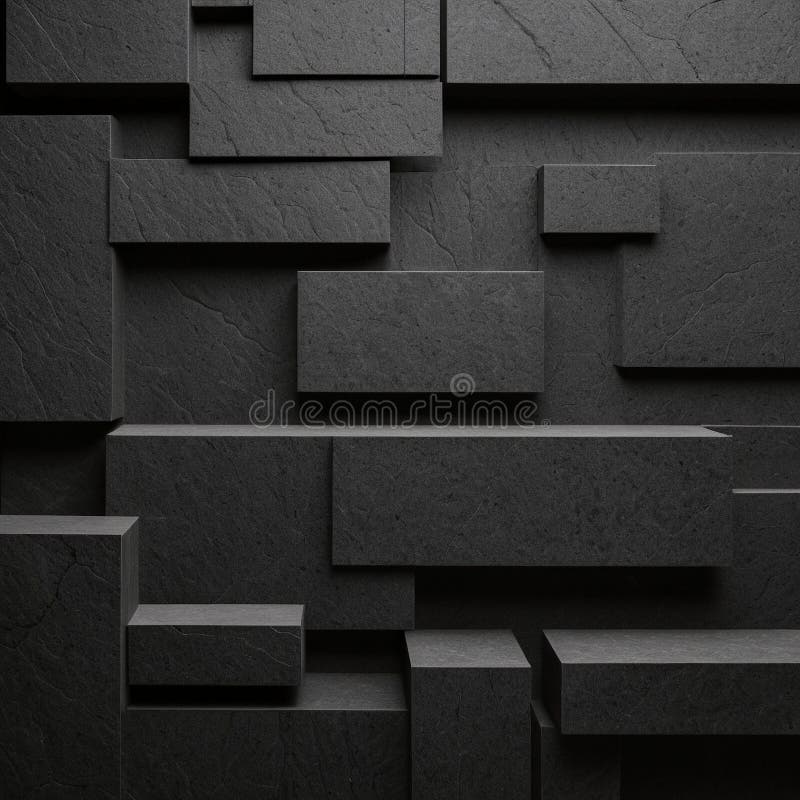 A 3D Rendering of a Dark Gray, Textured Wall with a Grid-like Pattern ...