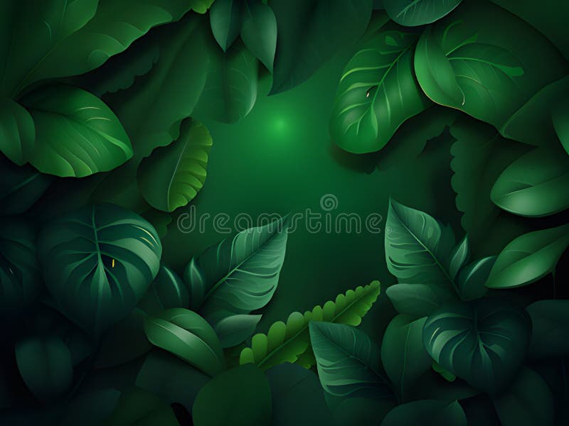 3d Rendering of a Dark Green Leaf with a Black Background, Ai Generated ...