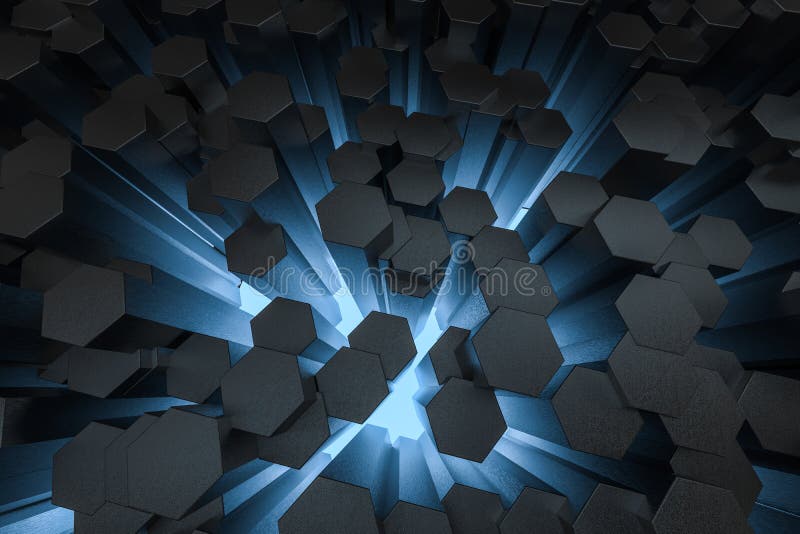 3d Rendering, Dark Hexagonal Background, Sci-fi Background Stock ...