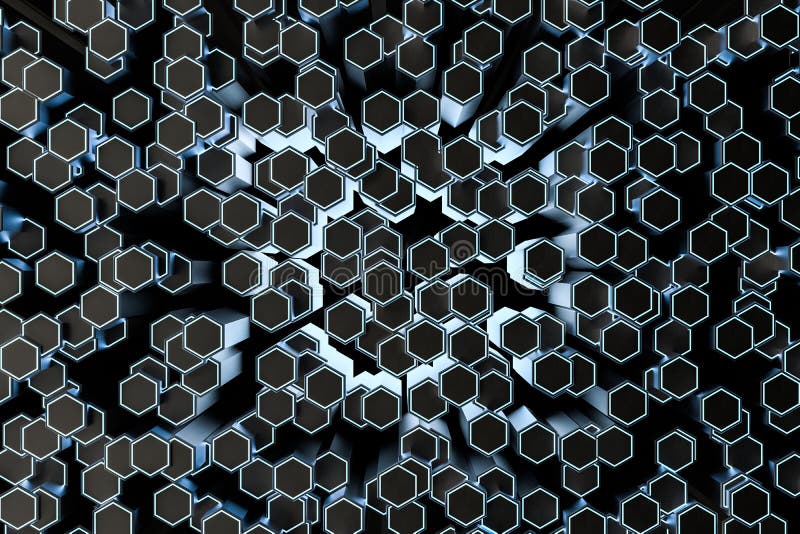 3d Rendering, Dark Hexagonal Background, Sci-fi Background Stock ...